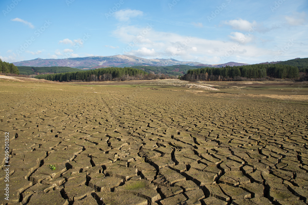 The drought bottom of the an empty dam in Bulgaria. Hot weather and ...