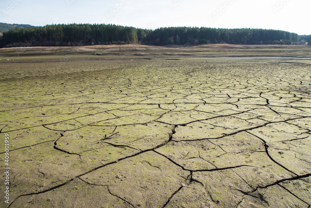 The drought bottom of the an empty dam in Bulgaria. Hot weather and ...