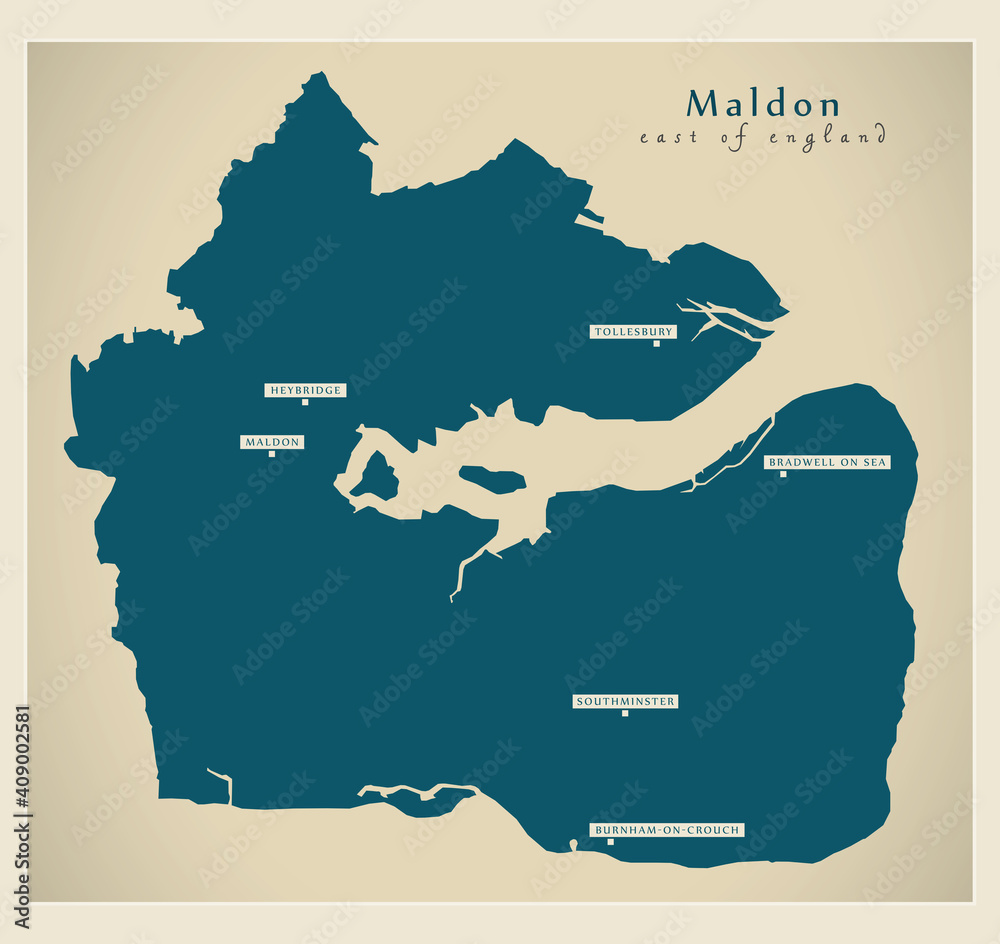 Maldon district map - England UK Stock Vector | Adobe Stock