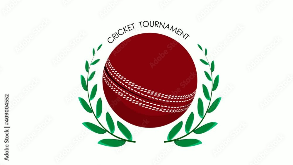 animated symbol of sport ball for cricket on white background with ...