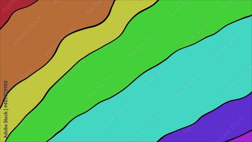 Animated wavy lines with rainbow colors and stop motion cartoon style ...