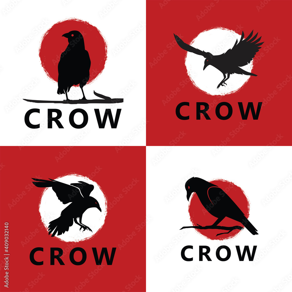 Set crow logo template design Stock Vector | Adobe Stock