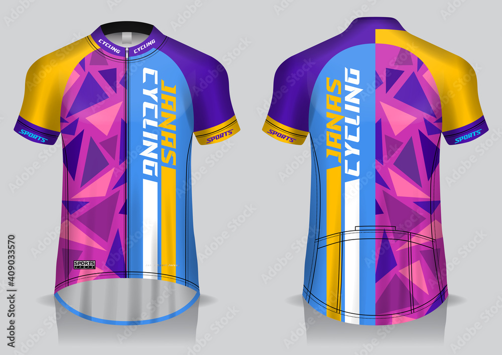 Jersey cycling template design uniform front and back view Stock Vector ...