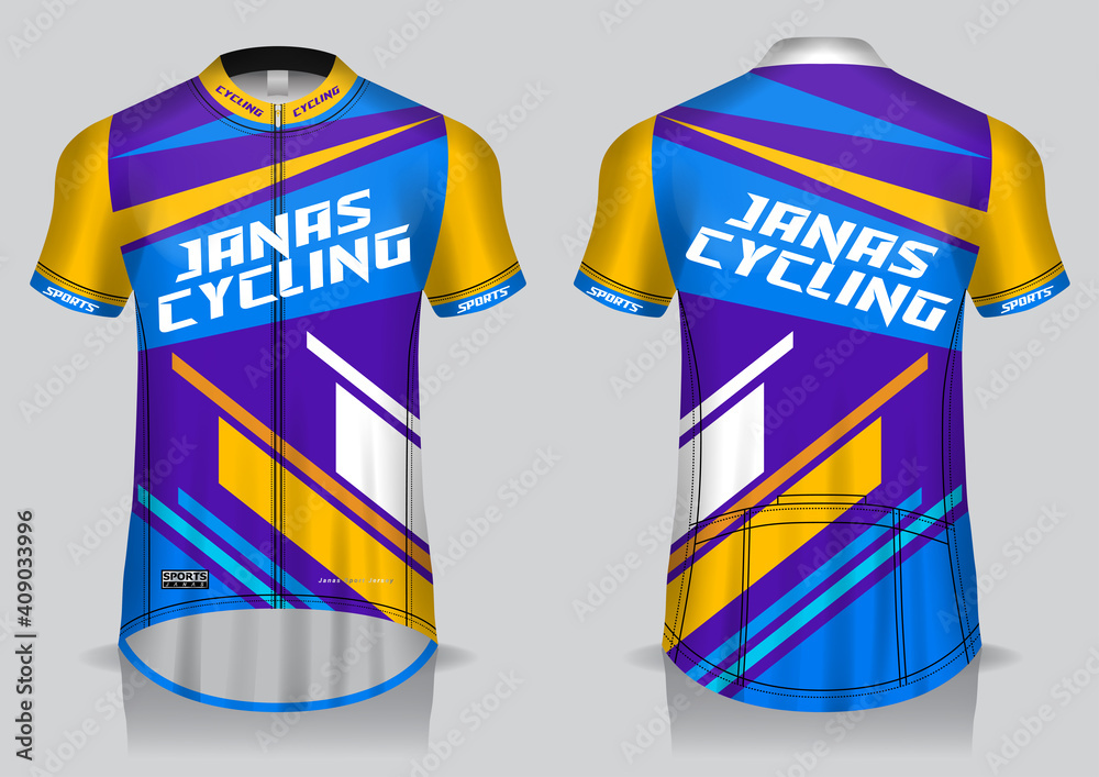 Jersey cycling template design uniform front and back view Stock Vector ...