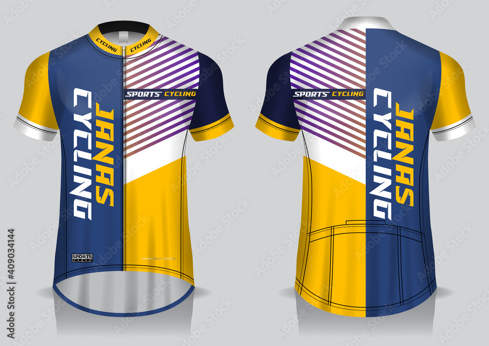 Jersey cycling template design uniform front and back view Stock Vector ...