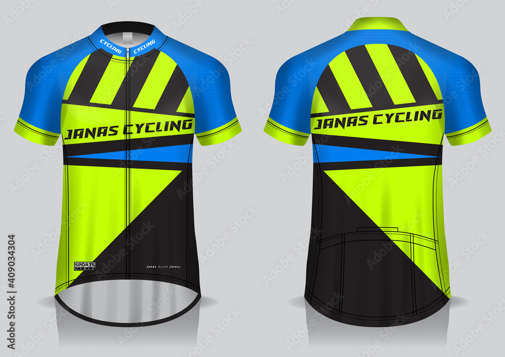 Jersey cycling template design uniform front and back view Stock Vector ...