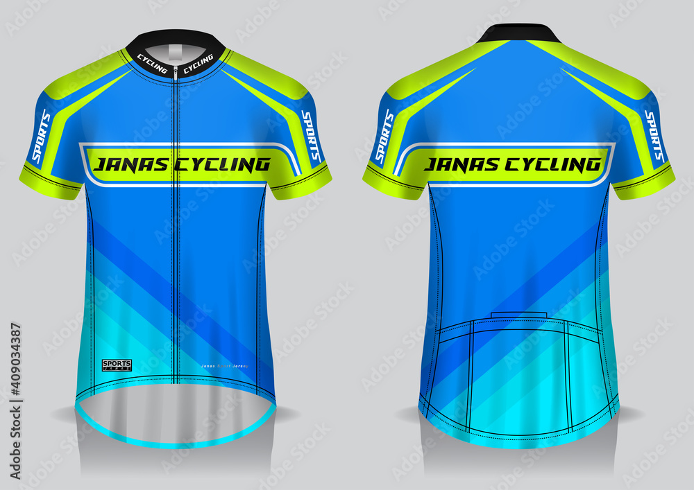 Jersey cycling template design uniform front and back view Stock Vector ...