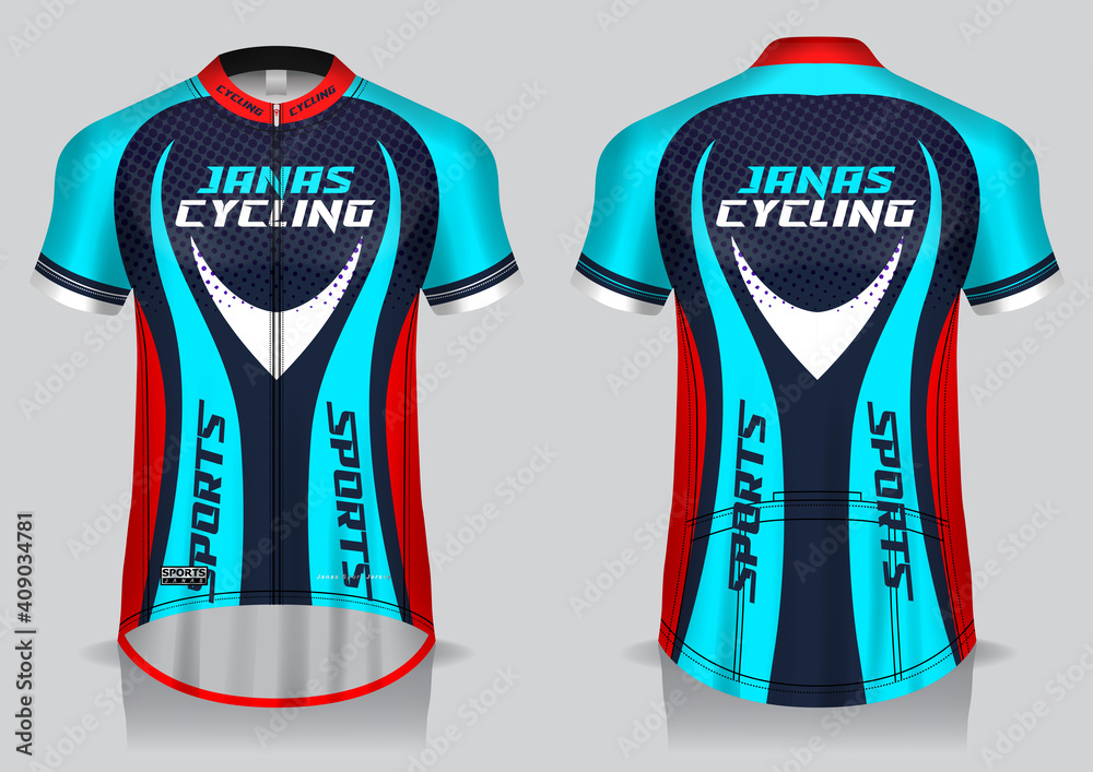 Jersey cycling template design uniform front and back view Stock Vector ...