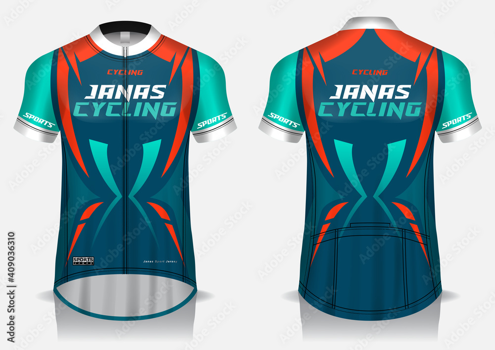 Jersey cycling template design uniform front and back view Stock Vector ...