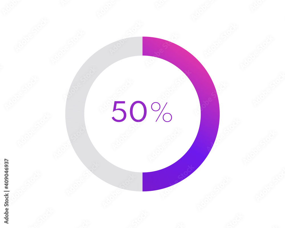 50 percent pie chart. Circle diagram business illustration, Percentage ...