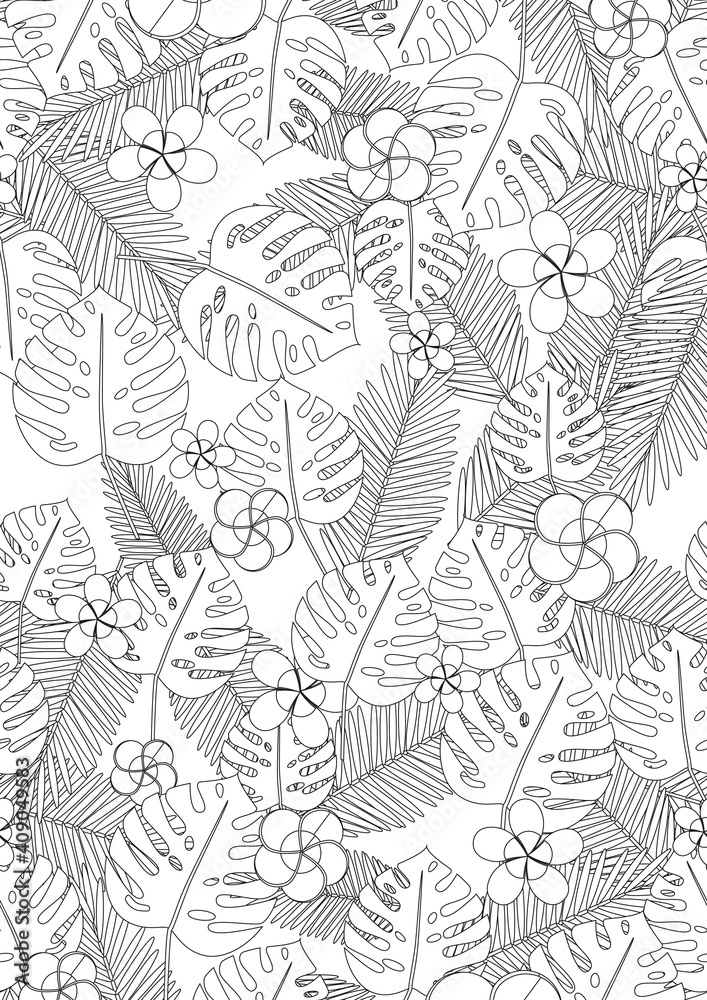 Tropical Leaves Coloring Pages