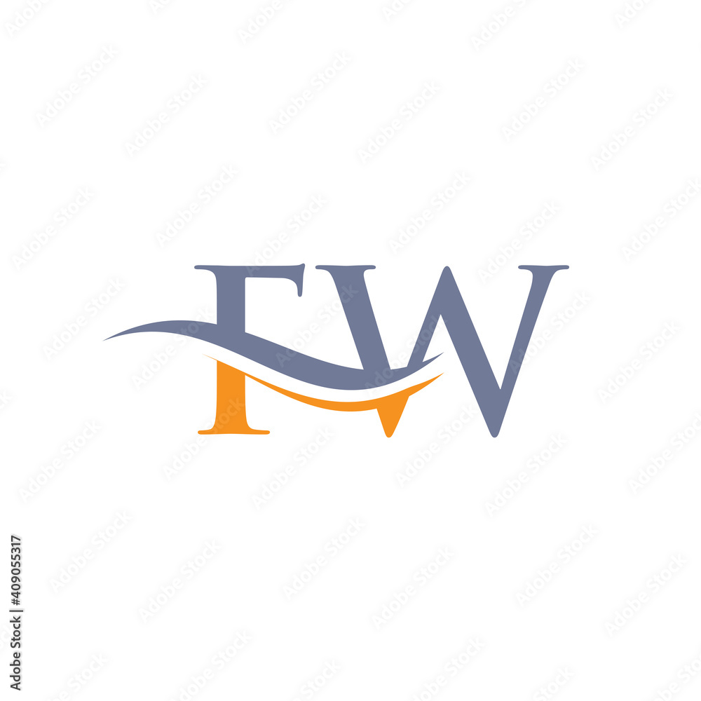 Initial FW letter linked logo vector template. Swoosh letter F W logo ...