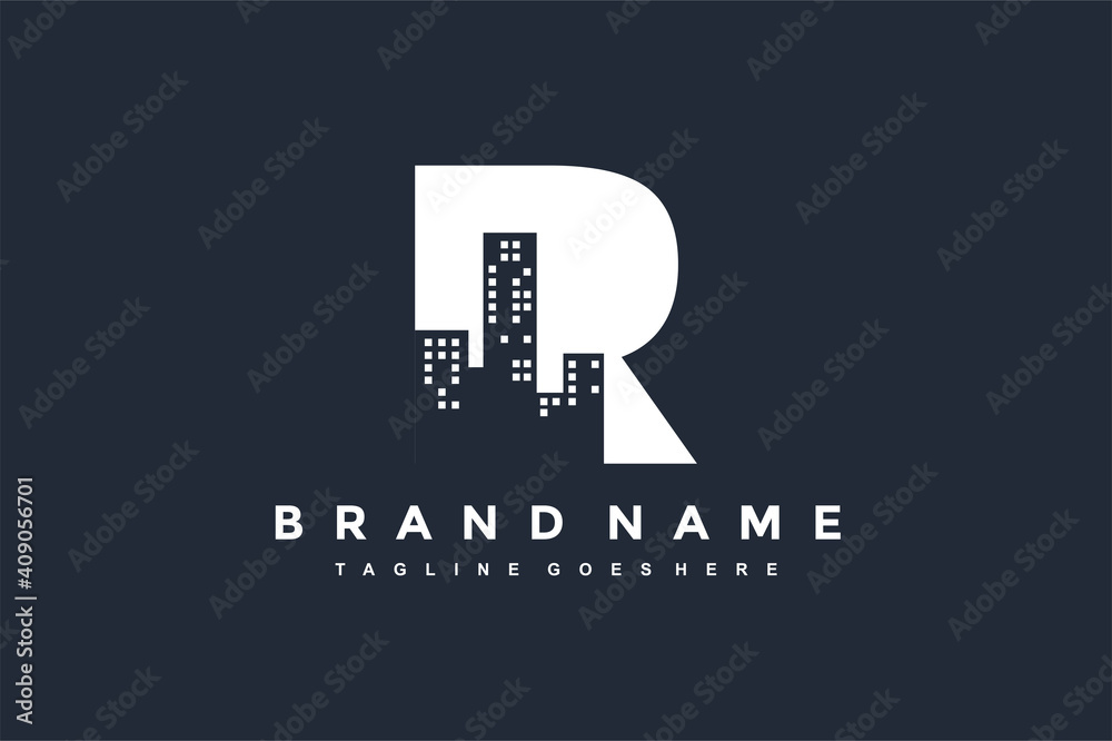 initial R logo city building Stock Vector | Adobe Stock