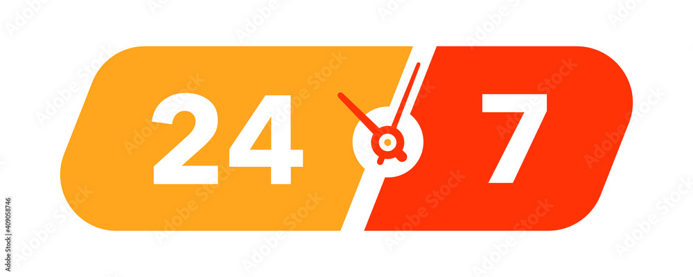24 7 open service concept. Online support call center. round-the-clock ...