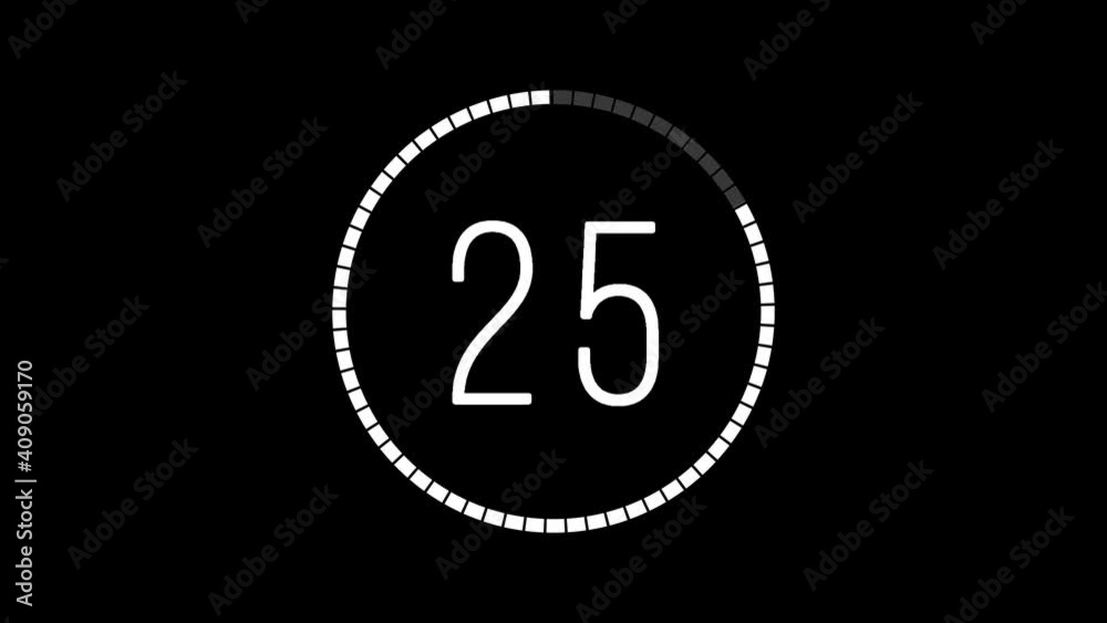 30 second alpha black & white Countdown timer with transparent ...