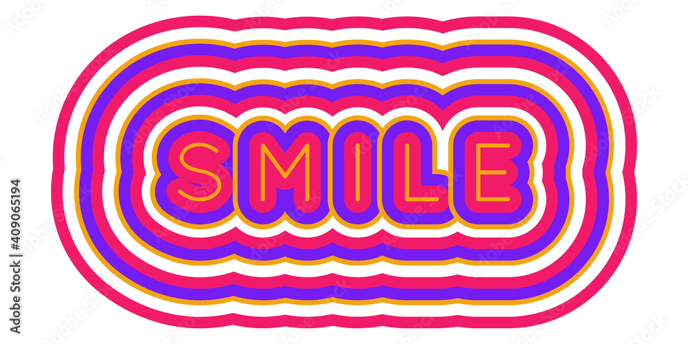 Word SMILE with concentric contour paths, isolated on white background ...