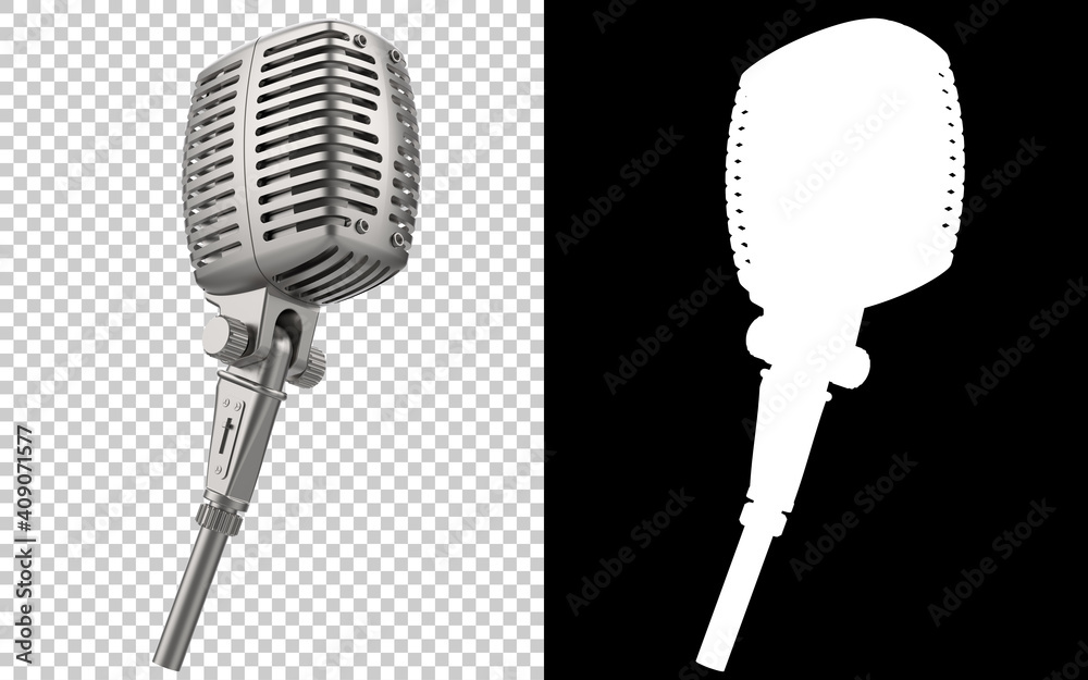 Vintage concert microphone isolated on background with mask. 3d ... Vintage concert microphone isolated on background with mask. 3d ...