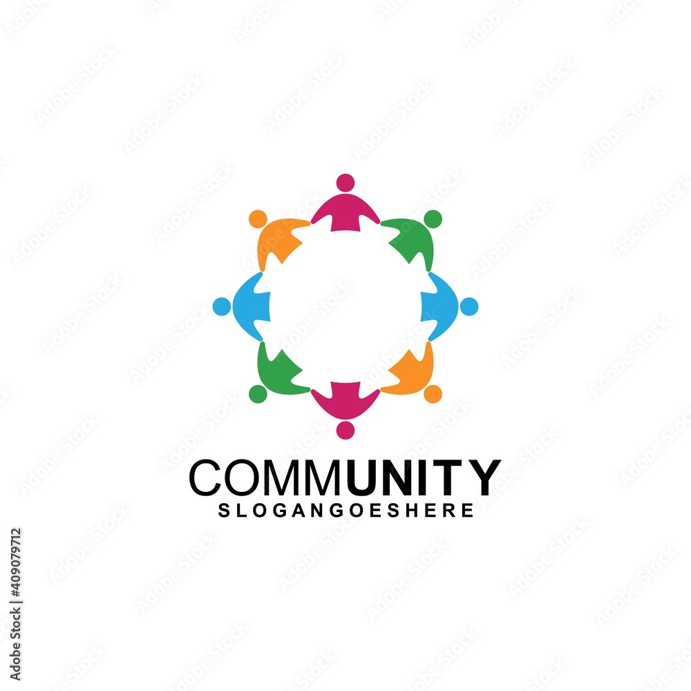 Community logo icon design with colorful people in a circular shape ...
