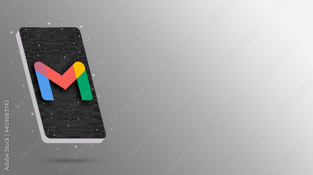 Gmail logo icon on phone screen on technology background 3d rendering ...