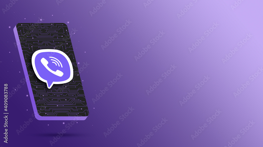 Viber logo icon on phone screen on technology background 3d rendering ...