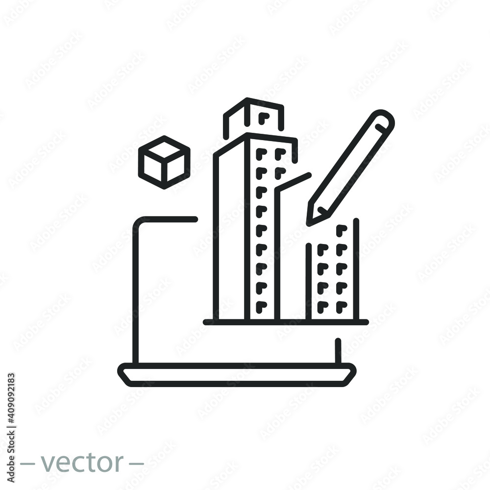 building information modeling icon, development architecture process ...