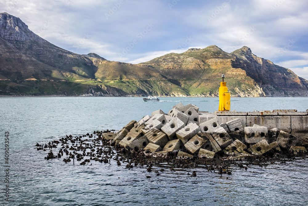 Lighthouse in Hout Bay harbors (Houtbaai, meaning as "Wood Bay ...