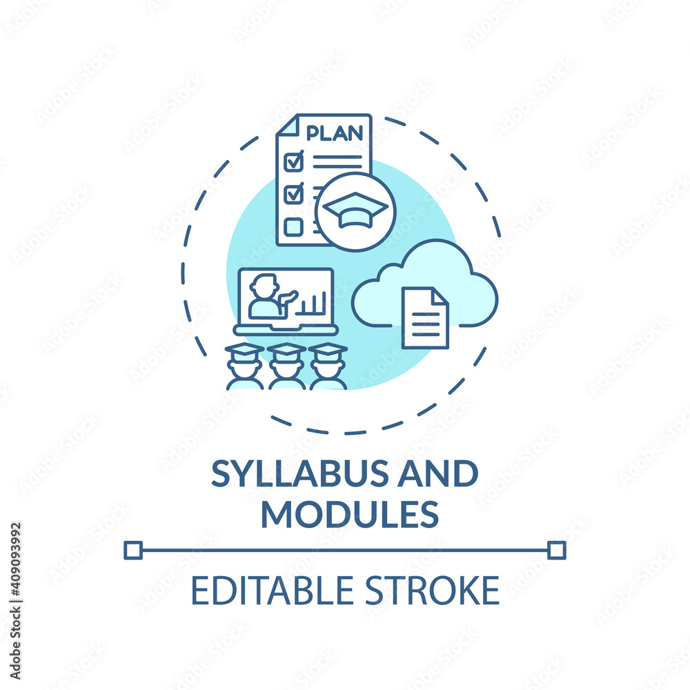Syllabus and modules concept icon. Online course management system ...