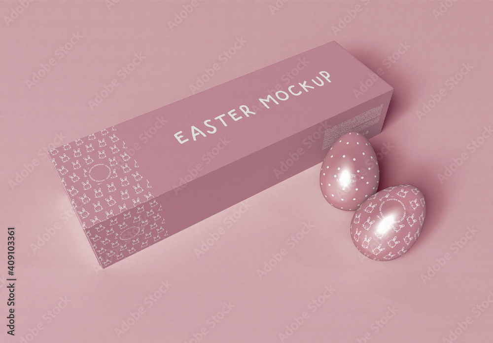 Box Packaging with Easter Eggs Mockup Stock Template | Adobe Stock