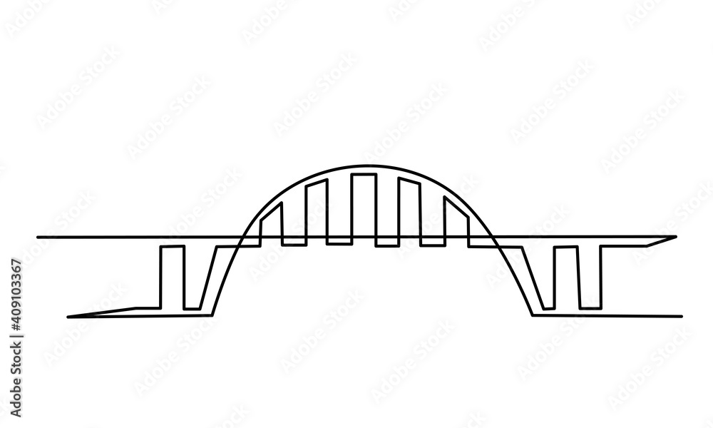 Giant bridge over river. Continuous one line drawing design Stock ...