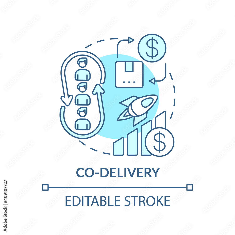 Co-delivery concept icon. Co-production idea thin line illustration ...
