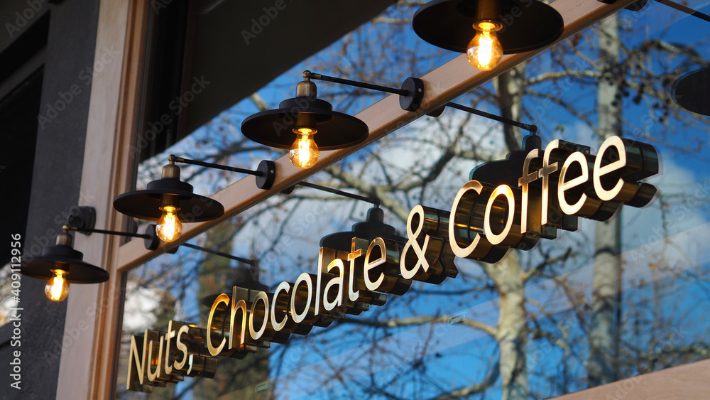 Famous "carpo" coffee shop sign in centre of Kifisia suburb, North ...