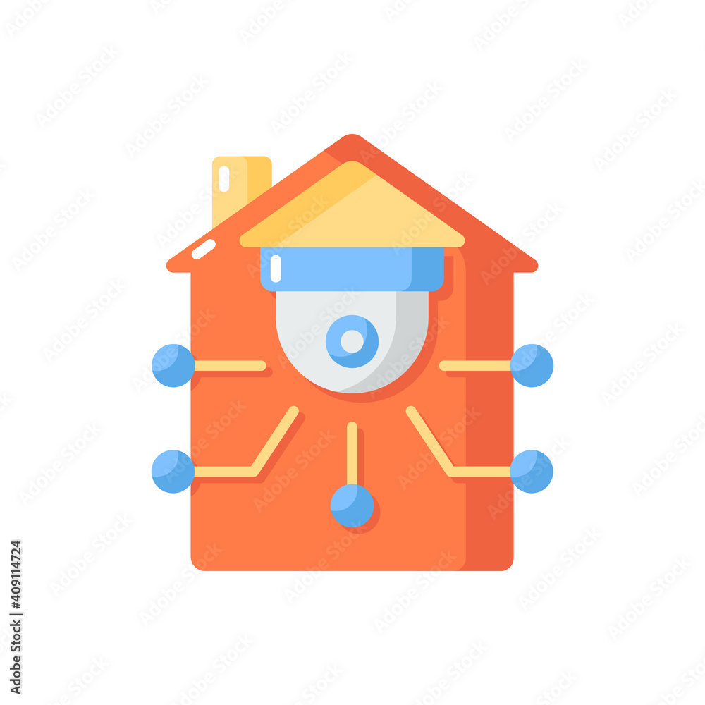 Security camera vector flat color icon. Smart surveillance devices for ...