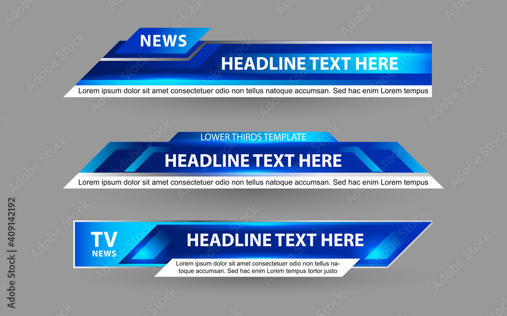 Set collection vector of Broadcast News Lower Thirds Template layout ...
