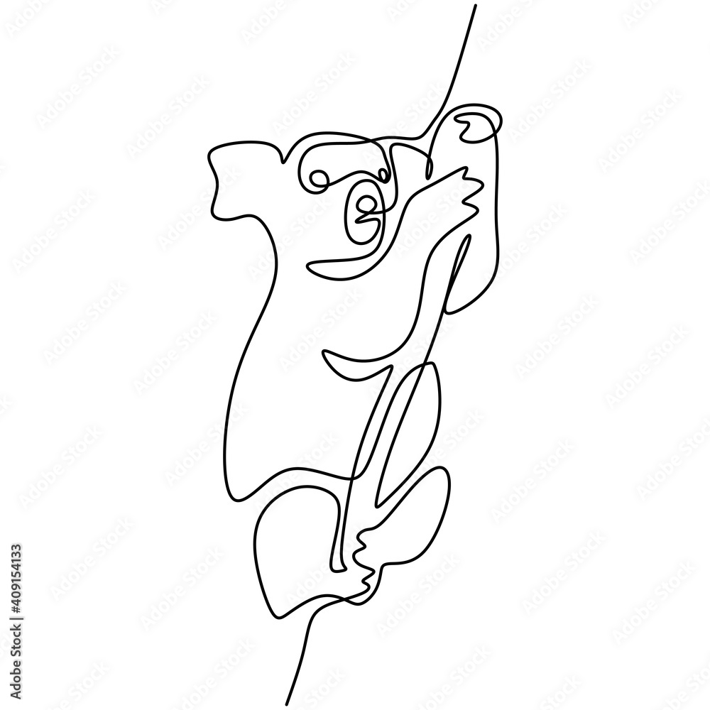 One continuous line drawing of adorable koala. Little bear from ...