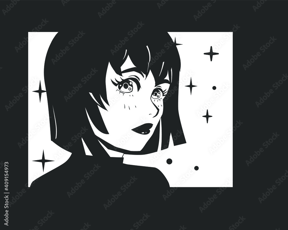 Japanese Manga Comic page concept with Anime female character with big ...