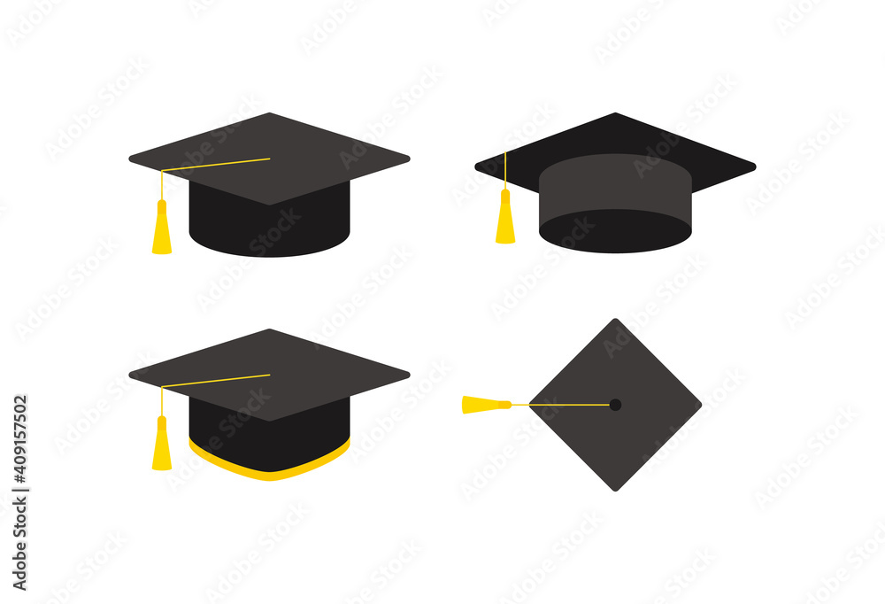 An illustration collection of bachelor cap icons used in elementary ...