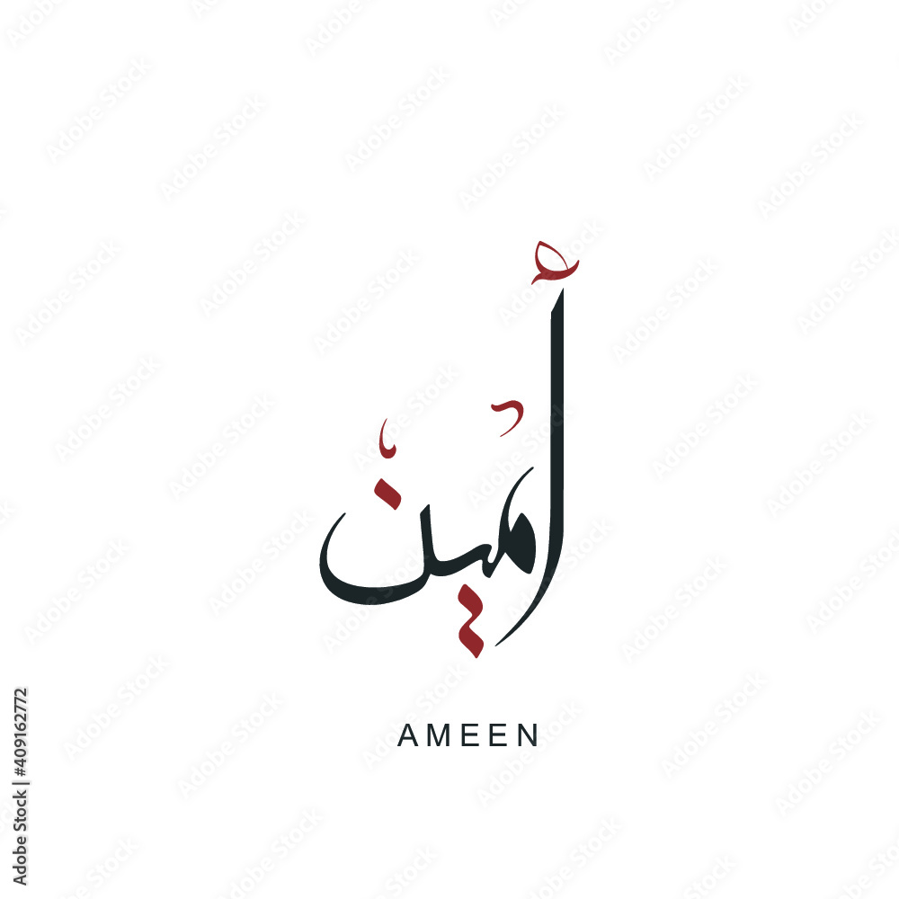 Arabic Calligraphy "Ameen" Name, a unique hand drawn vector design for ...