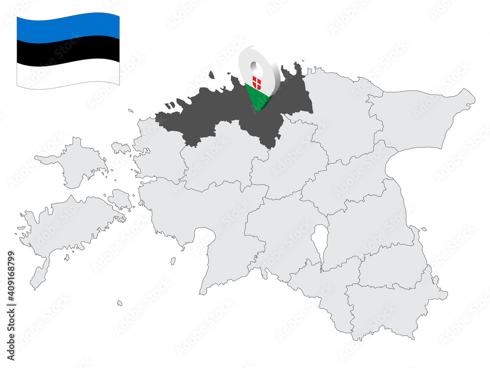 Location Harju County on map Estonia. 3d location sign similar to the ...