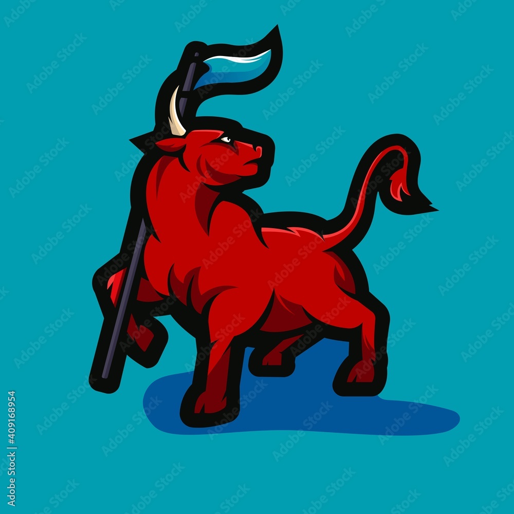 Bull mascot logo design vector with modern illustration concept style ...