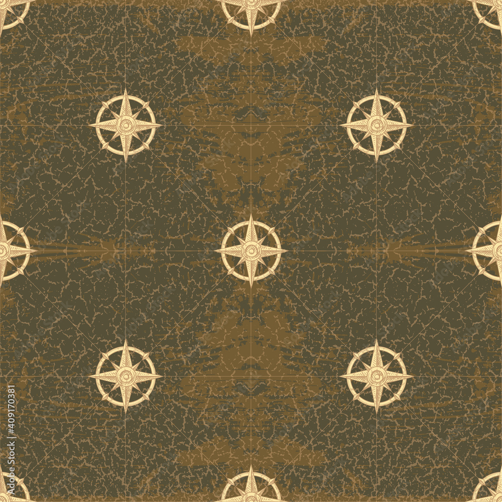 vector image of an old sea map in the style of medieval engravings ...