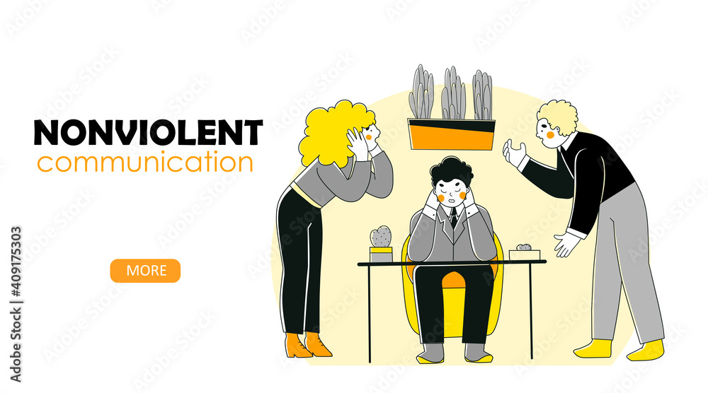 Cartoon illustration with nonviolent communication. Communication ...