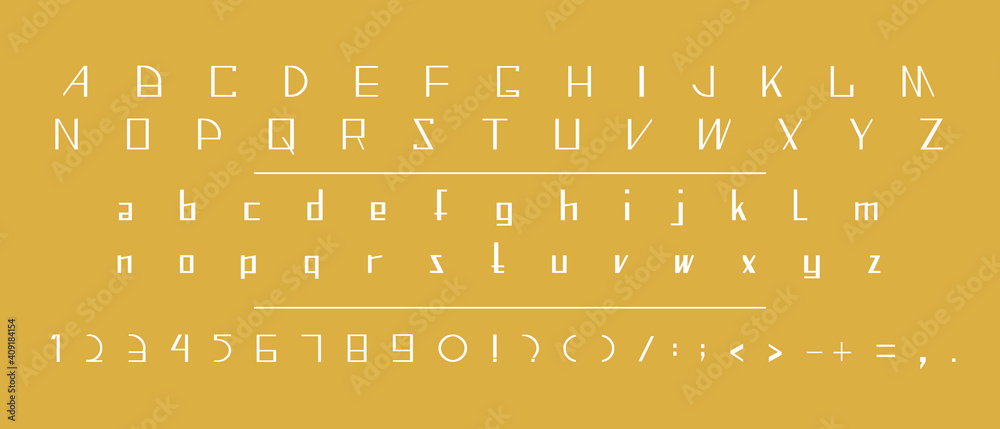 Latin font, minimalistic english abc, vector stock illustration with ...