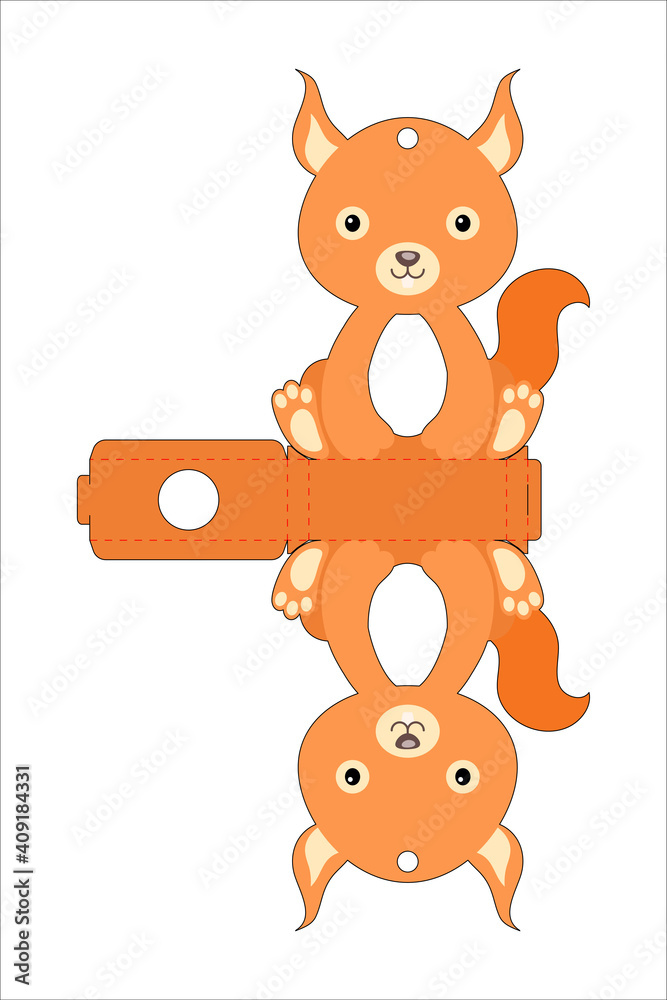 Cute easter egg holder squirrel template. Retail paper box for the ...