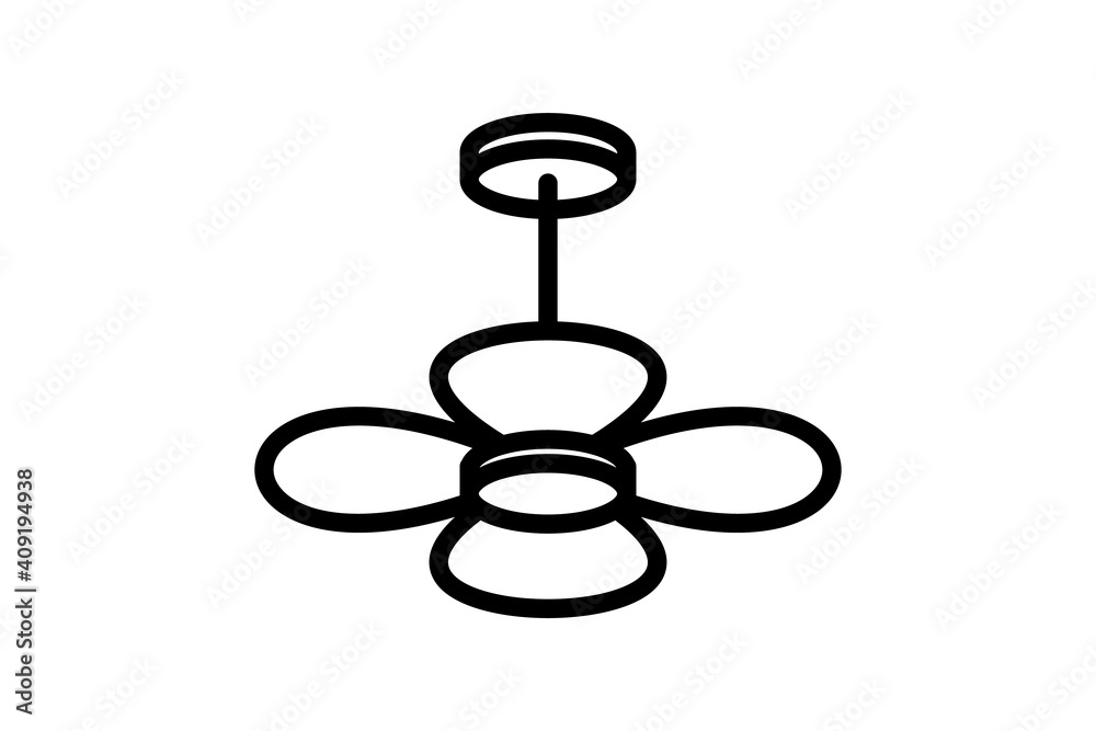 Ceiling fan icon. Vector linear sign, symbol, logo of ceiling fan for ...