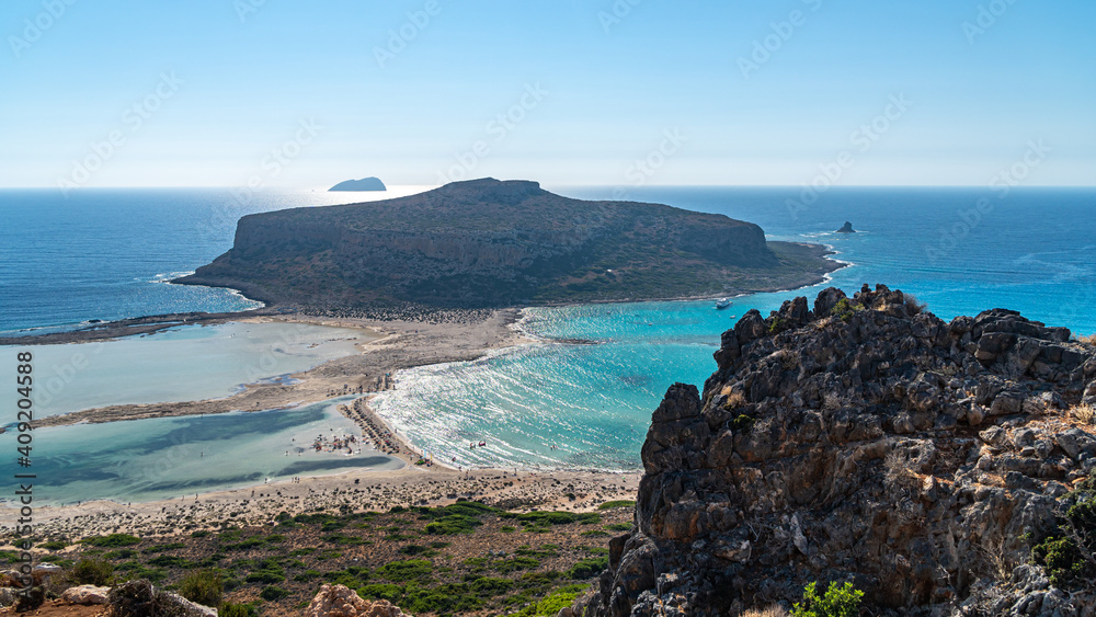 Panoramic view of Balos Lagoon near Chania, with magical turquoise ...