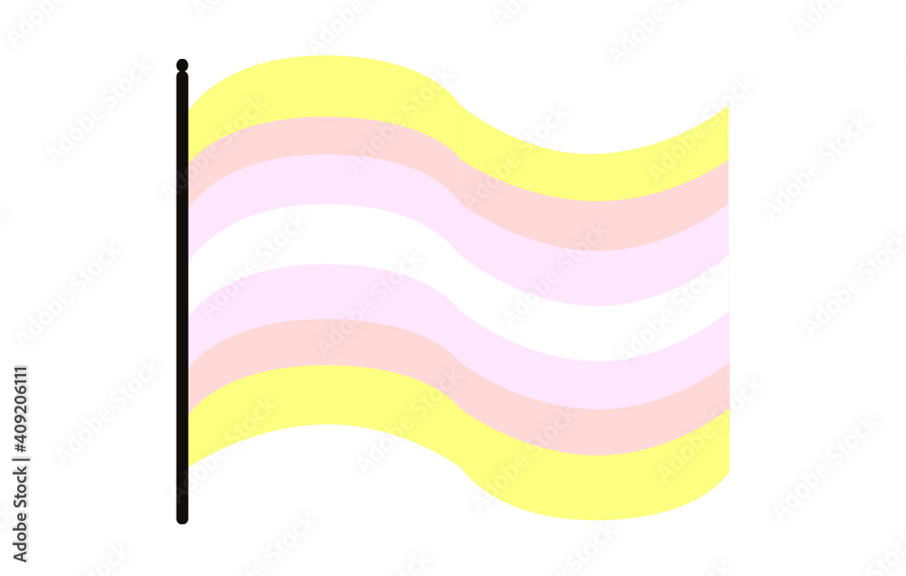 Vector illustration of the waving Pangender pride flag on white ...