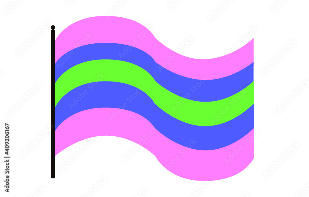 Vector illustration of the waving Trigender pride flag on white ...
