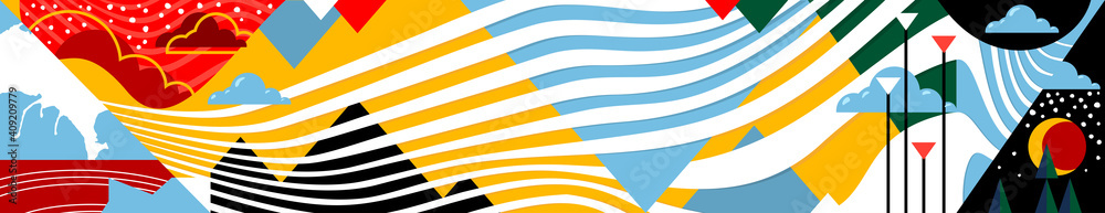 Artistic funky design for print products. Bright and high contrast ...