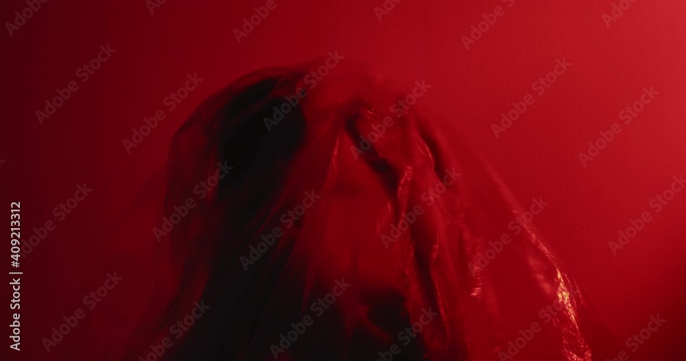 Woman freedom. Defocused portrait. Female rights. Anxiety isolation ...