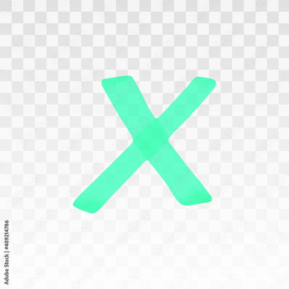 Cyan highlighter cross isolated on transparent background. Marker pen highlight underline cross ...